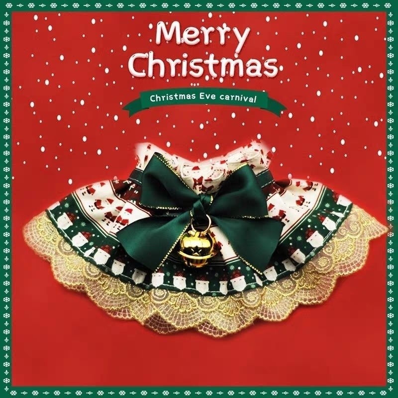 ผ้าพันคอแมว ผ้าพันคอสุนัขสําหรับสัตว์เลี้ยง Christmas Lace Muppet ...