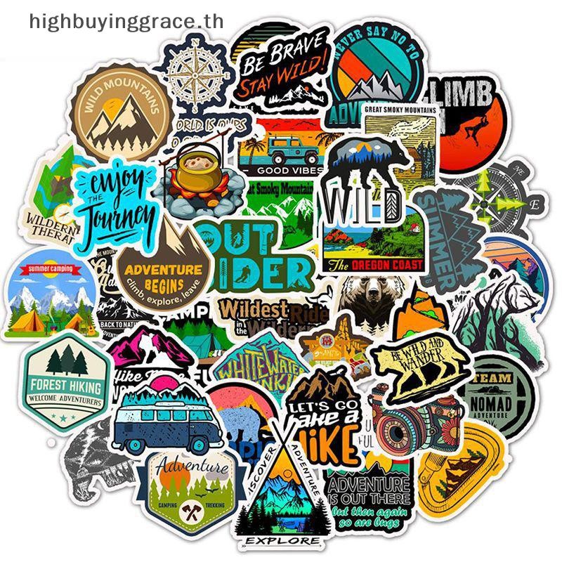 HGTH 50 ชิ้นกลางแจ้งป่าเดินป่า Camping Travel Decal สติกเกอร์ DIY Wqter ...