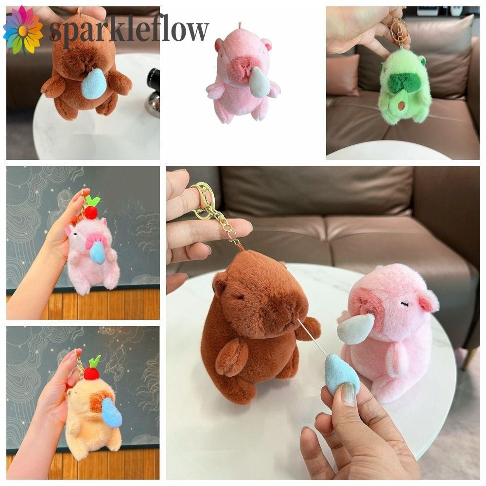 Sparkleflow พวงกุญแจตุ๊กตาKapibaraตุ๊กตาของเล่นนุ่มSnot Capybaraจี้, Kawaiiน่ารักตลกด้วยพวงกุญแจ ...