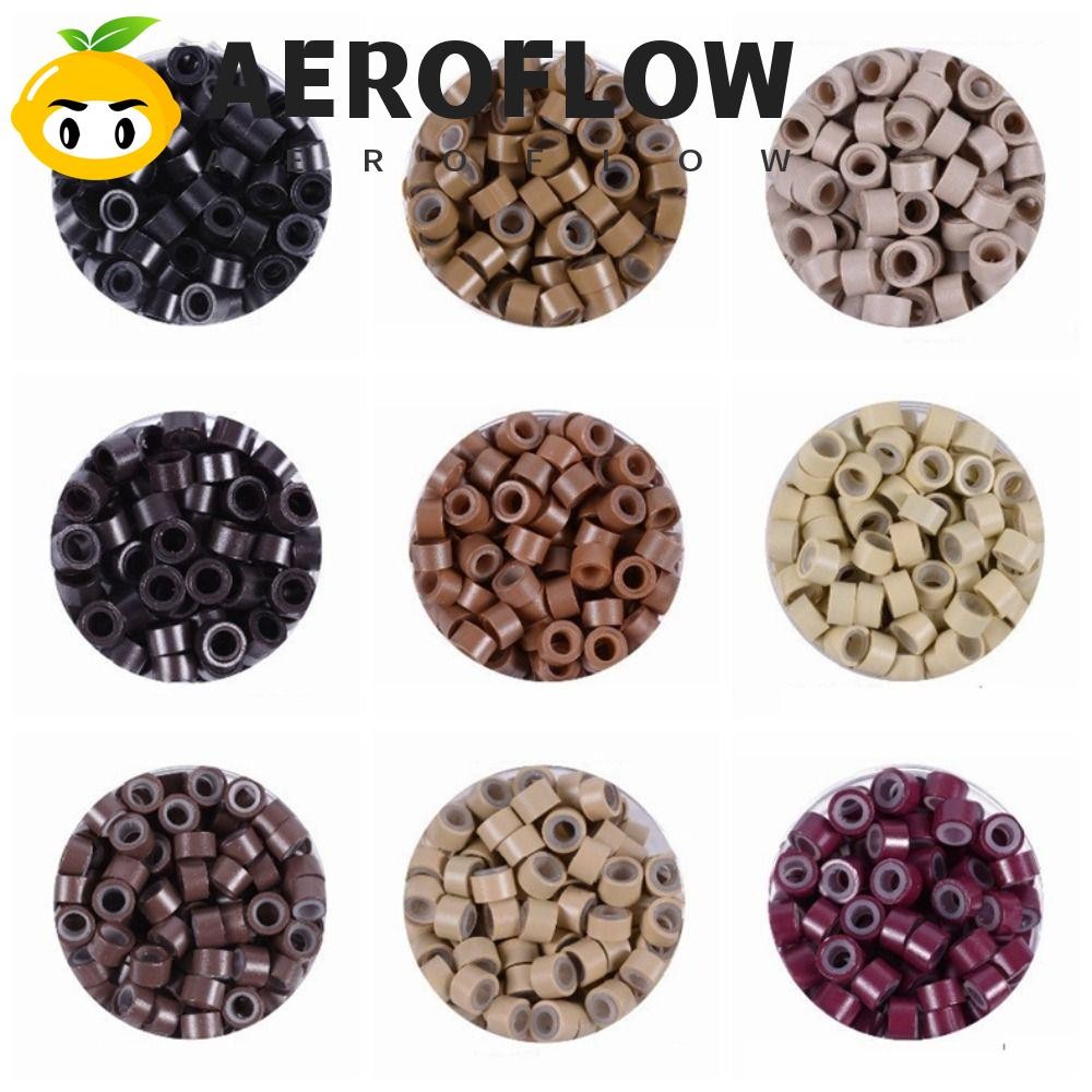 Aeroflow 100 ชิ้น Micro Lined Links, 9 สีแหวนผม Micro ซิลิโคนเรียงราย ...