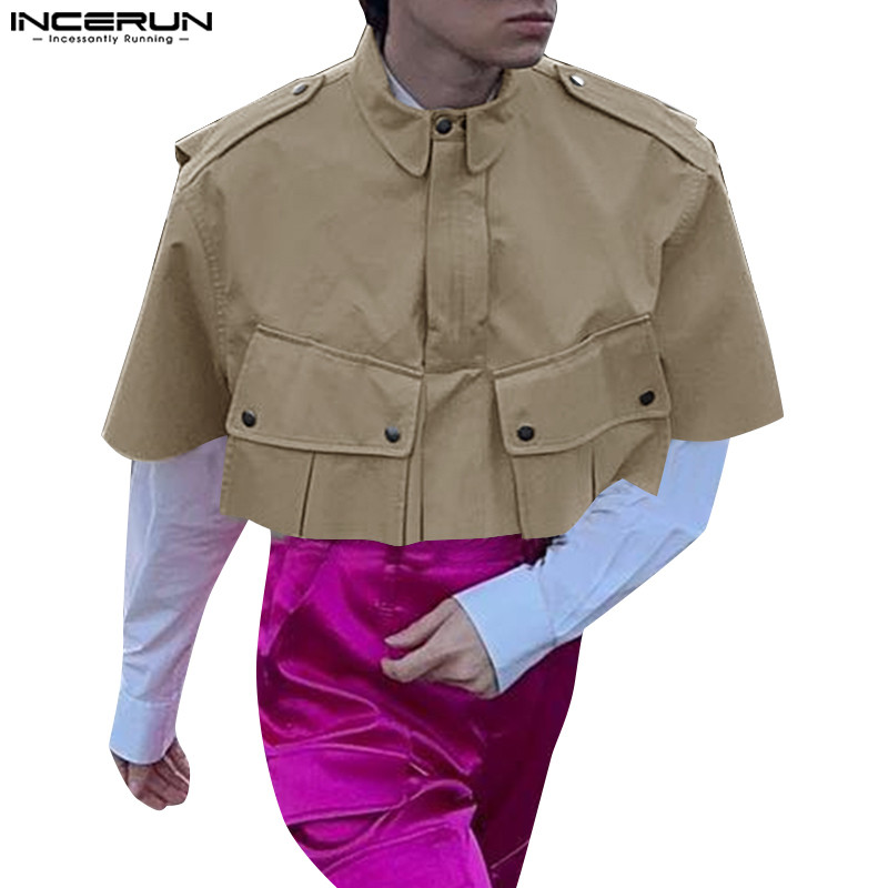 Incerun เสื้อแจ็คเก็ตแขนสั้นแฟชั่นวินเทจสําหรับผู้ชาย Presale | Shopee ...