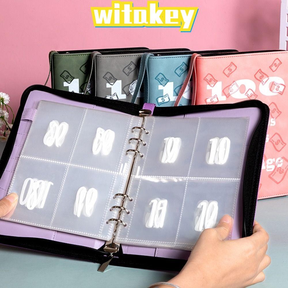 หนังสือออมเงิน WITAKEY, หนัง 100 วันซองจดหมาย Challenge Binder, ตลกหลวมใบเงิน Organizer System ...