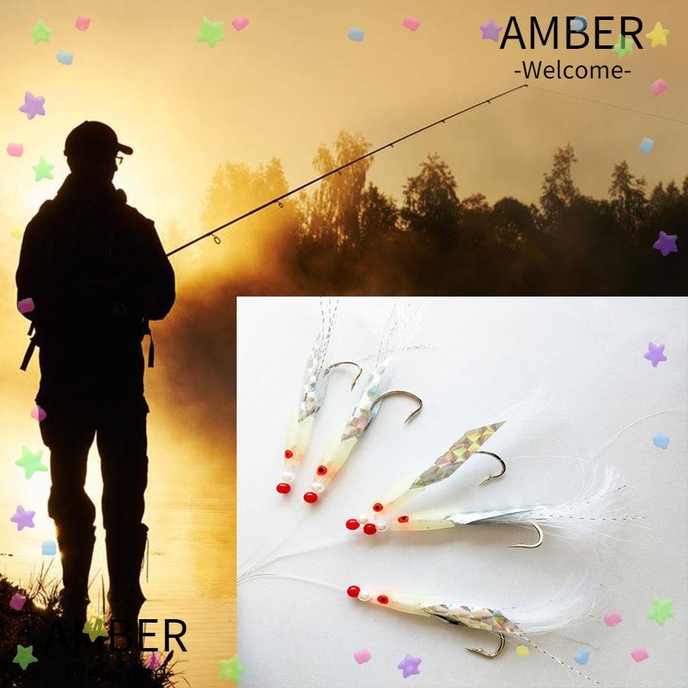 AMBER 5 ชิ้น Luminous Fishing Hook เหล็กคาร์บอนกลางแจ้ง Sharp Fishing Tackle | Shopee Thailand