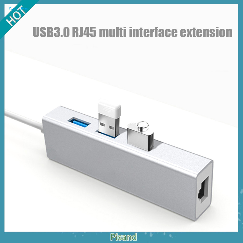 Pisand อะแดปเตอร์แยก 2 in 1 USB30 Type-C ถึง RJ45 Ethernet Lan อะแดปเตอร์มัลติฟังก์ชั่นสําหรับ ...