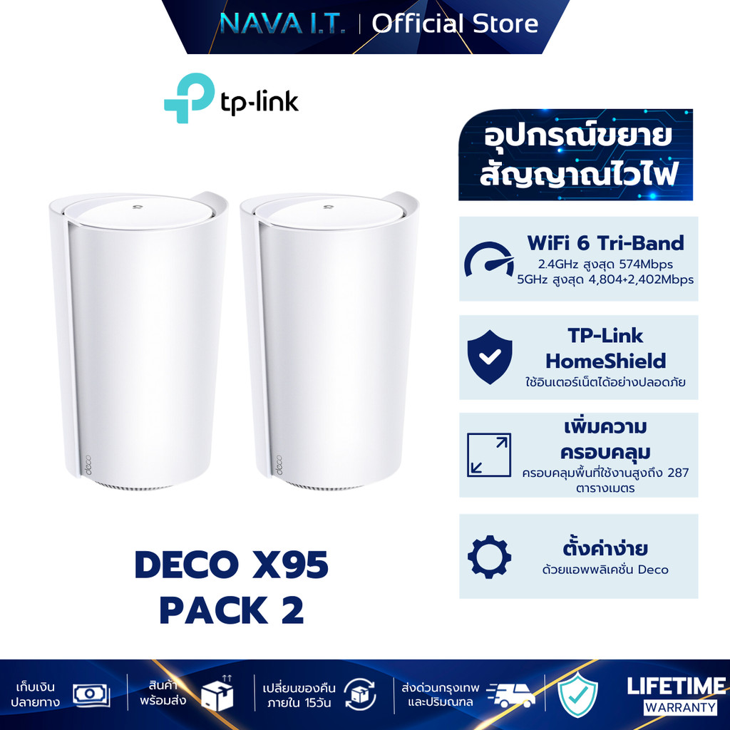TP-LINK DECO X95 (2-PACK) AX7800 WHOLE HOME MESH WIFI 6 SYSTEM | Shopee ...