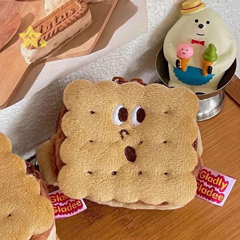 [JBTH] Cute Expression Toast Coin Purse Pendant Plush Storage Bag ...