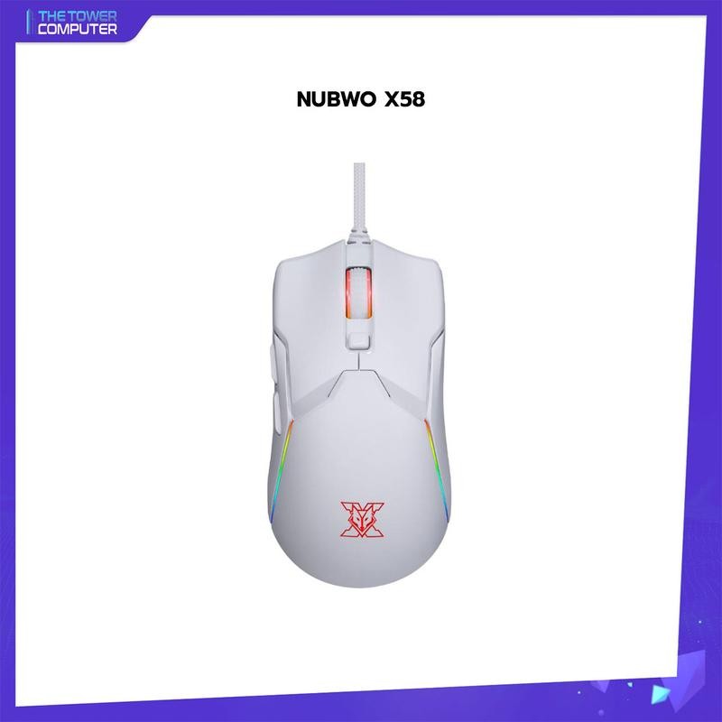 NUBWO X58 เมาส์มาโครสีขาวพร้อมสาย (แบบมีสาย) | Shopee Thailand