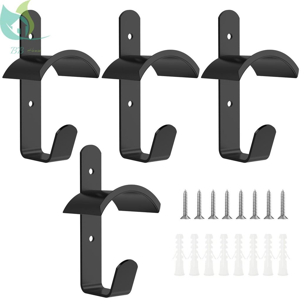 4 ชิ้นโลหะ Horse Bridle Rack Wall Mount พร้อมหลอดดูดและสกรูสีดํา Anti ...