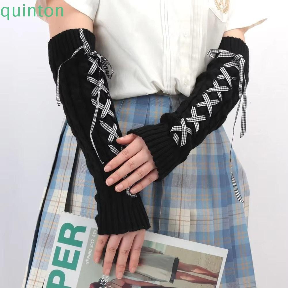 Quinton Bow ถักถุงมือ,สไตล์บัลเล่ต์ญี่ปุ่น Y2k ถุงมือยาว, Kawaii Lolita ...