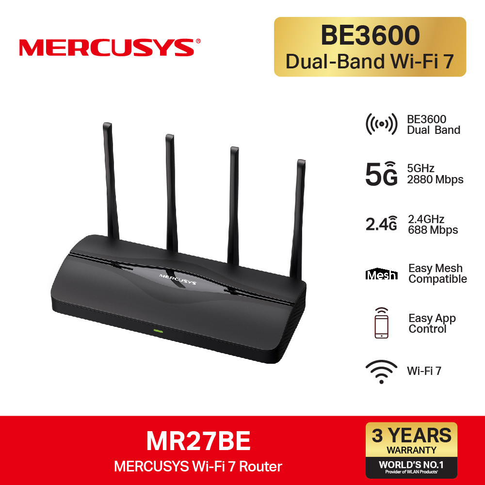 Mercusys MR27BE BE3600 Dual Band Wi-Fi 7 Router | Shopee Thailand