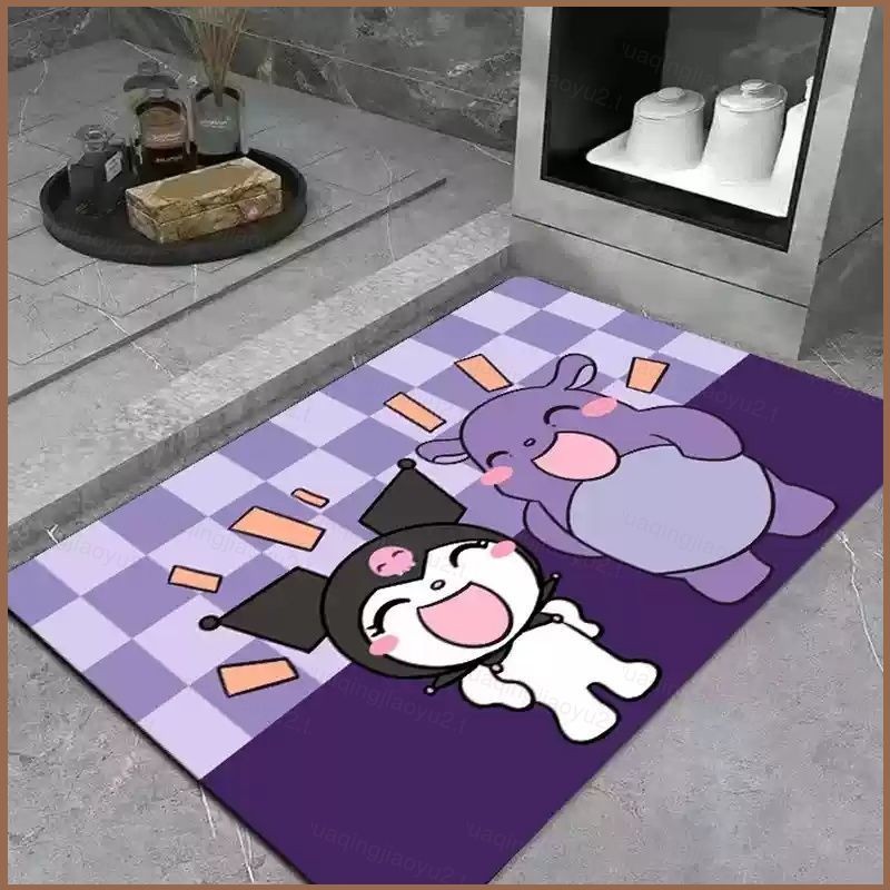 Sanrio Kuromi Mats การ์ตูนน่ารักทางเข้าประตูเสื่อพรมปูพื้นเบาะพรมห้อง ...