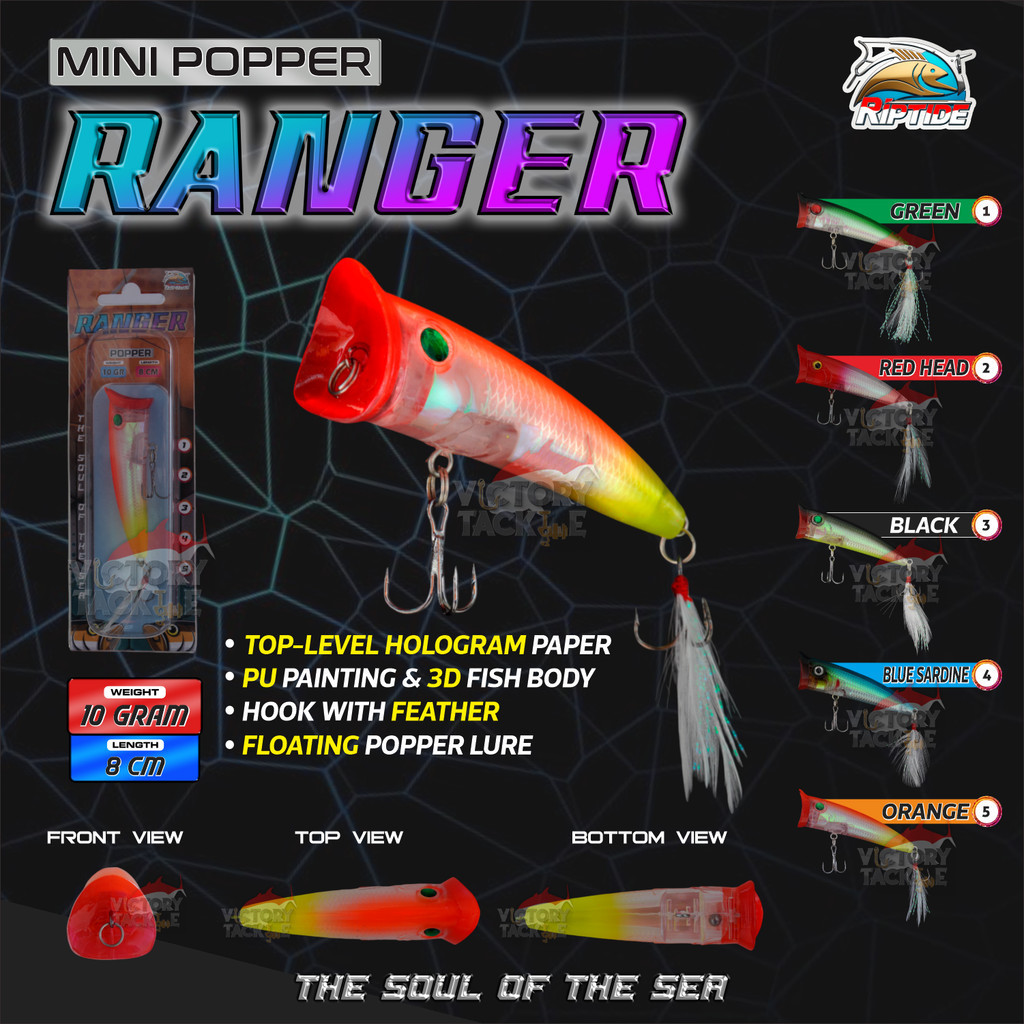 Lure MINNOW Fishing BAIT Riptide Mini Popper Ranger ลอย Popper Lure 8 ...