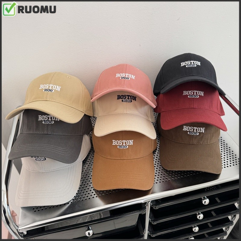 Ruomu หมวกเบสบอลปักลายตัวอักษรแบรนด์แฟชั่นสไตล์เกาหลีสำหรับผู้ชายและ ...