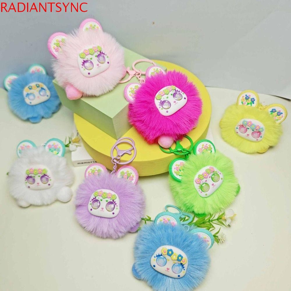 Radiantsync ดอกไม้ Sea Bear พวงกุญแจ, น่ารักน่ารัก Furry Bear พวงกุญแจ, กระเป๋า Charm Pompom ...