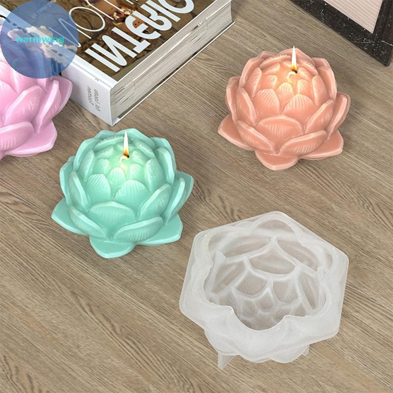 Warmwing 3D Lotus แม่พิมพ์ซิลิโคน Jar DIY เทียนอโรมา Mould หม้อ Handmade กล่องเก็บเครื่องประดับ ...