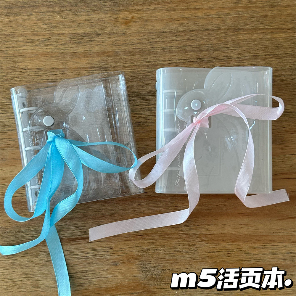 Ins ลด 30% m5 หนังสือหลวมสาว PVC คู่มือกระต่ายริบบิ้นโบว์โน้ตบุ๊คโปร่งใส 10 ซม.การ์ดหนังสือ ...