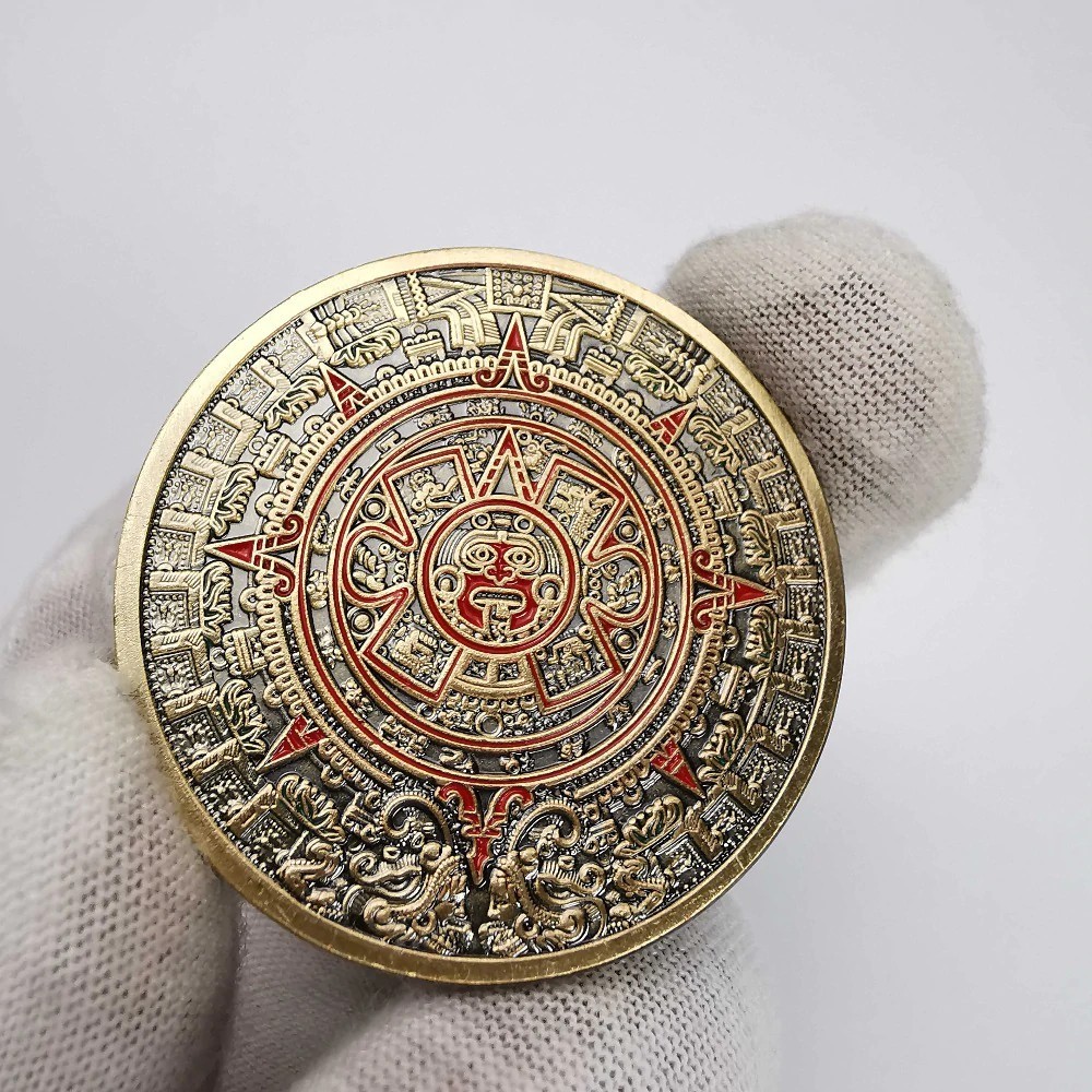 เหรียญที่ระลึก ปฏิทินมายา ของขวัญ 40MM Maya commemorative coin aztec ...