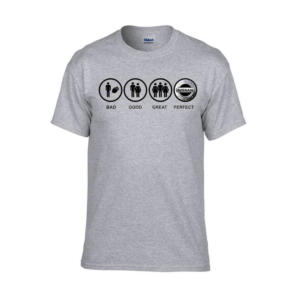 Nissan Bad-Good-Great-Perfect Car Logo เสื้อยืดสีเทา -159_Grey | Shopee ...