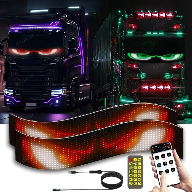Demon Eyes รถ APP LED Matrix Pixel แผง LED Eyes สําหรับรถบรรทุก DIY ...