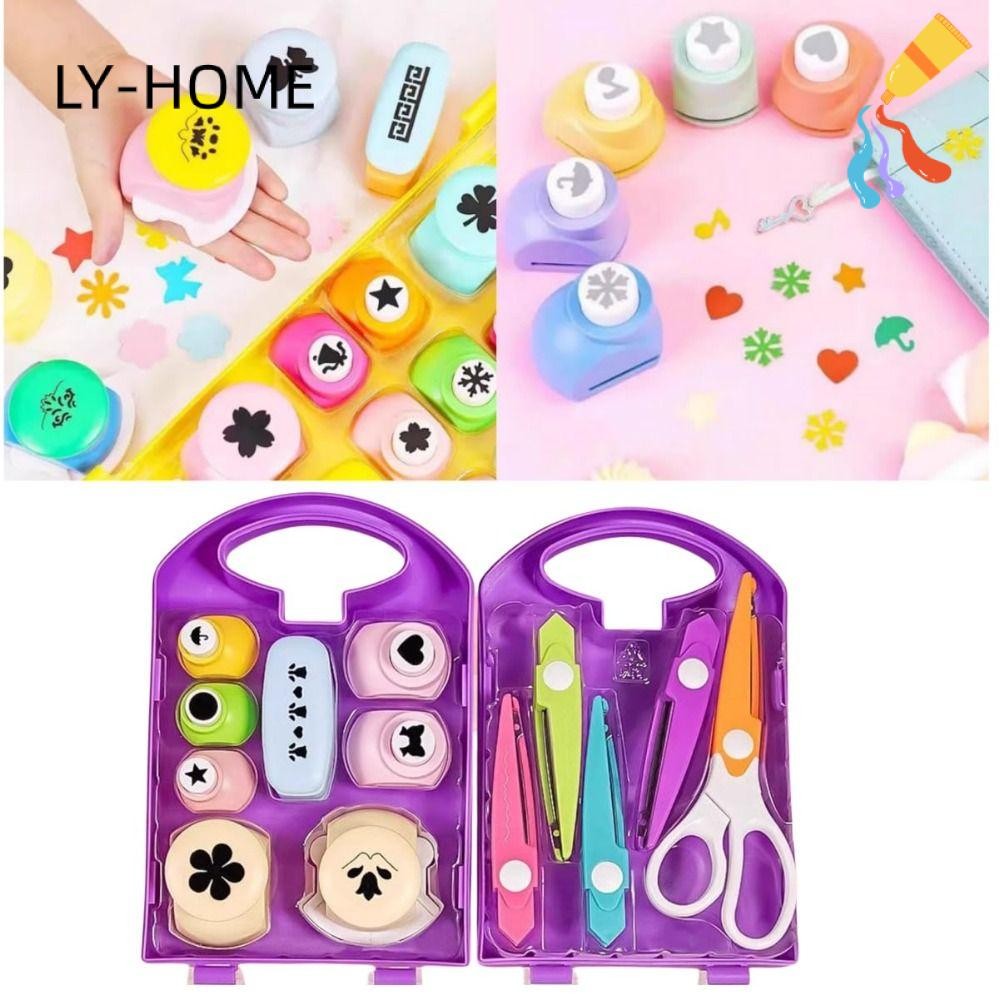 Ly Kids Craft Hole Punch Shapes Set, พร้อมกล่องเก็บคู่มือ DIY Puncher ...