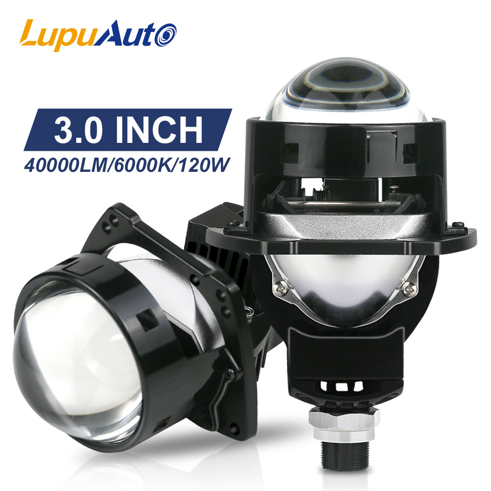 Lupuauto 2ชิ้น 3นิ้ว ไฟหน้าโปรเจคเตอร์ ไฟต่ำสูงในตัว ไฟเลนส์โปรเจคเตอร์ Bi LED โปรเจคเตอร์รถยนต์ ...