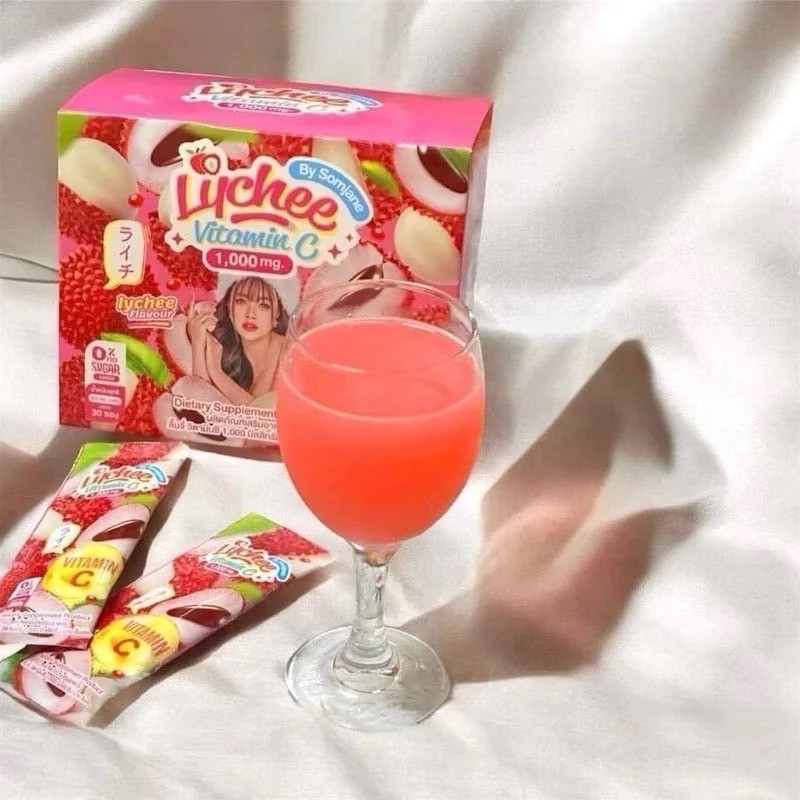 ลิ้นจี่ พลัส วิตามินซี Lychee Plus Vitamin C 1,000 mg.(กล่องเล็ก7ซอง ...