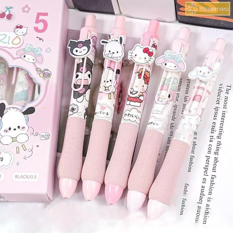 {Streamers} 5 ชิ้นการ์ตูน Sanrio Hello Kitty ปากกาเจลน่ารัก Kuromi ...