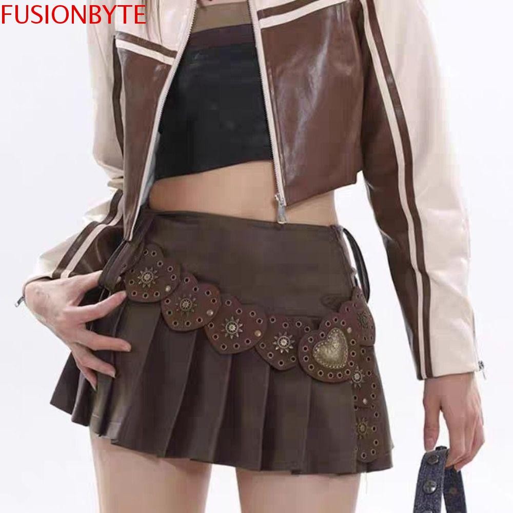 Fusionbyte เข็มขัดกลวง, PU Alloy Dress ตกแต่ง, ลักษณะโอ้อวดสีน้ําตาล Snap Fastener รูปหัวใจเอว ...