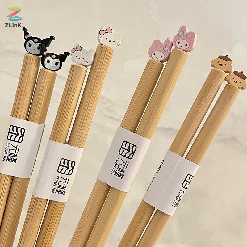 Zlinkj 3D น่ารักสัตว์ตะเกียบ Hand-แกะสลัก Beech ตะเกียบ Kawaii ซูชิคู่ ...