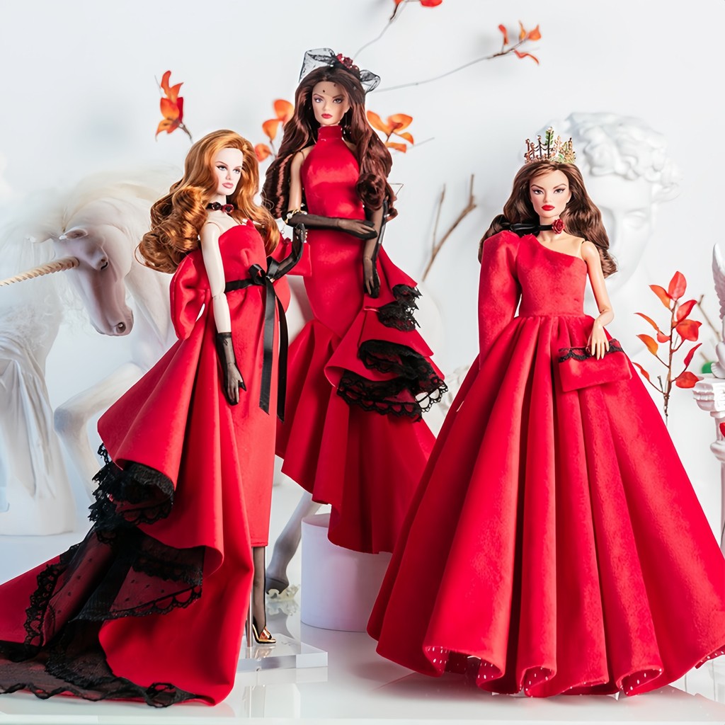 ชุดเครื่องประดับตุ๊กตาแฟชั่น, DIY อินเทรนด์ BJD MJD Articulated Doll Fabric Decor Items รวม 4 ...