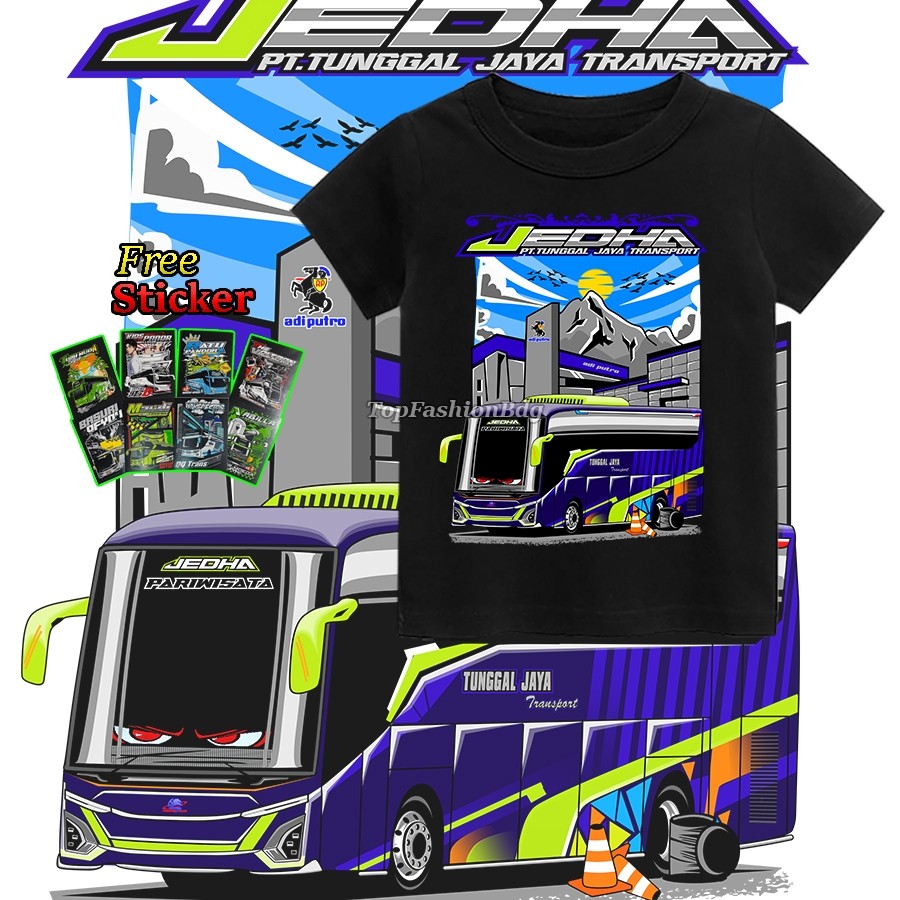 สีเขียว - JEDHA Jb5 Bus เสื้อผ้าเด็ก Telolet Bus Vector เสื้อยืดสําหรับ ...