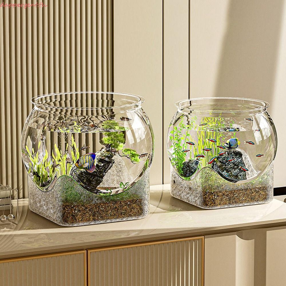 DAPPERGENT ชามปลาทรงกลม, ถังปลาตั้งโต๊ะแบบถอดได้ที่ชัดเจนเป็นพิเศษ, ชามปลาทองป้องกันการหัก SML ...