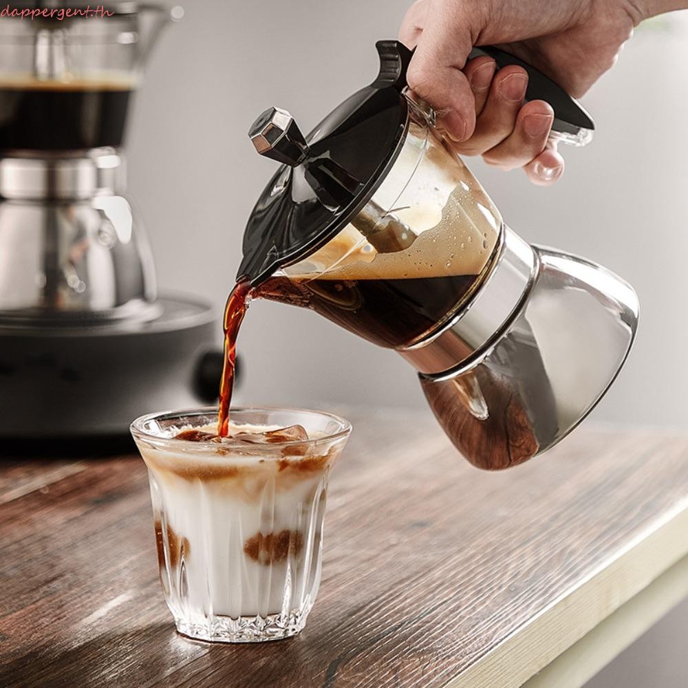 DAPPERGENT หม้อเครื่องชงกาแฟ, 4/6 ถ้วยสแตนเลสหม้อโมก้าที่มองเห็นได้, ครัวเรือน Universal หม้อ ...