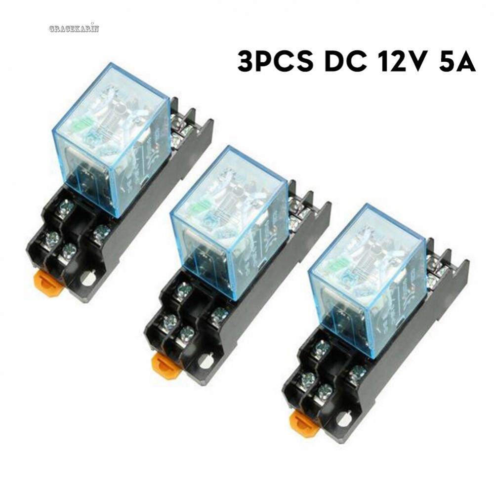 ⛤กรีก⛤3pcs DC 12V 5A คอยล์ 8Pin DPDT 35 มม.DIN Rail แม่เหล็กไฟฟ้ารีเลย์ + ซ็อกเก็ต | Shopee Thailand