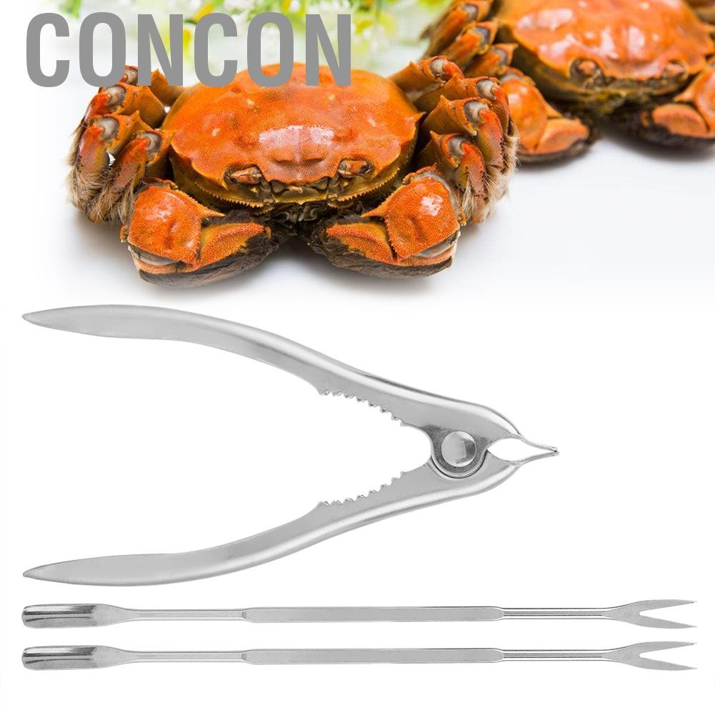 Concon 3 ชิ้นชุดเครื่องมืออาหารทะเล Crab Cracker รวมทั้ง 2 ส้อมและ 1 ...