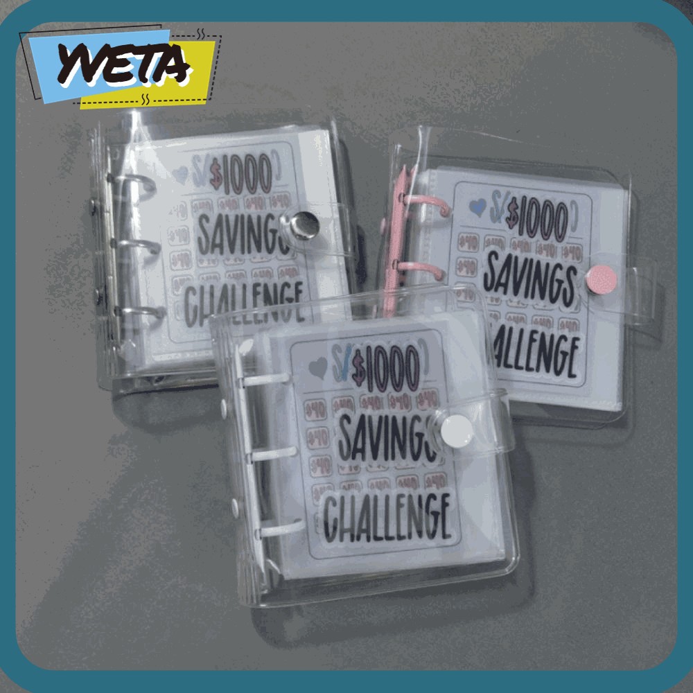 Yveta แผ่นท้าทายออมเงิน, กระดาษ PU 100 ซอง Challenge Binder, ประหยัดเงิน A5 พร้อมสมุดท้าทายเงิน ...