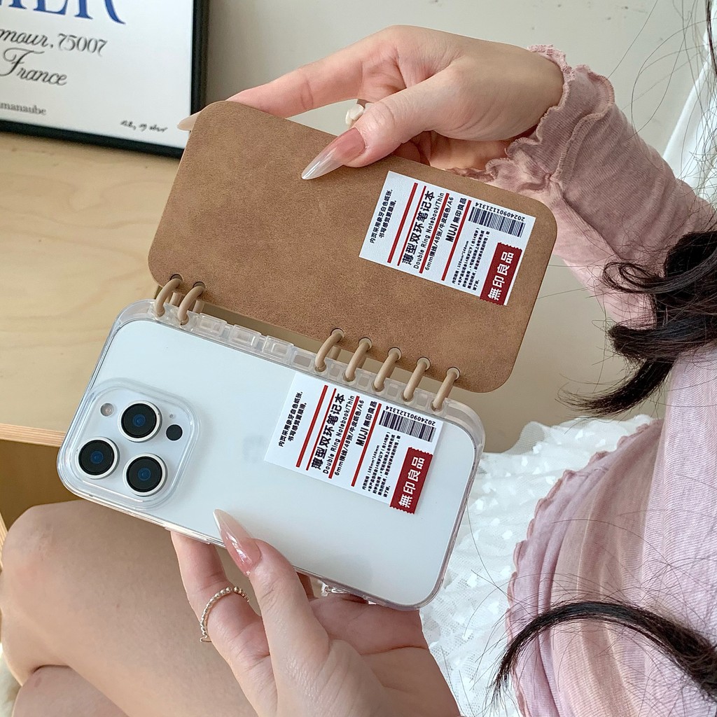 การออกแบบปฏิทิน Lable สีน้ําตาล PU Flip TPU สําหรับ Apple IPhone 16 15 ...