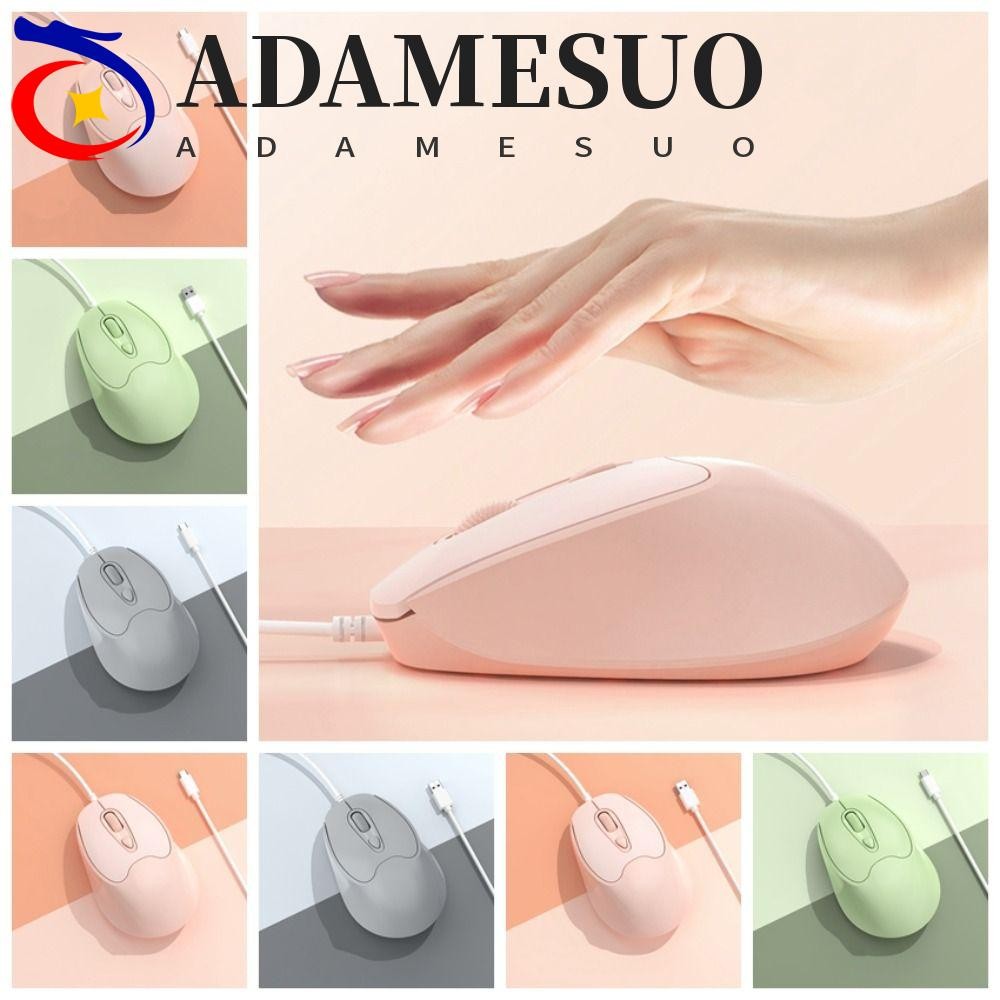 Adamesuo เมาส์ปิดเสียงแบบมีสาย, ABS Type C Type C เมาส์แบบมีสาย, เมาส์น่ารักแบบมีสาย 1.2 M สาย ...
