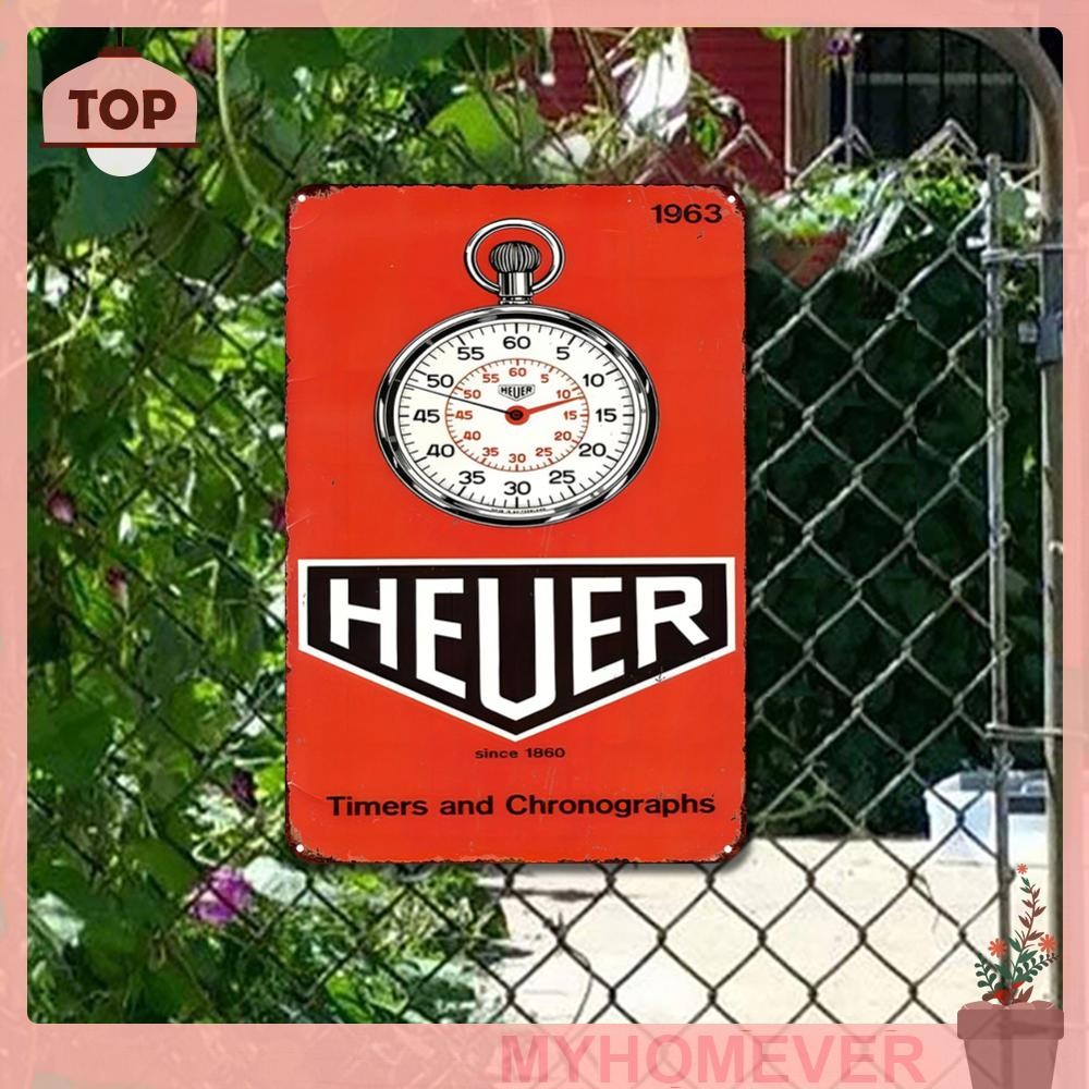 Vintage Metal Heuer Timer Chronograph Tin Sign ภาพวาดเหล็กสี่เหลี่ยม ...