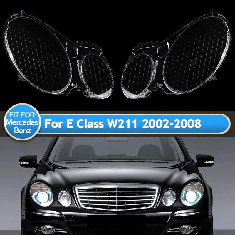 รถด้านหน้ากระจกไฟหน้า Auto เลนส์หมวก Shell โคมไฟสําหรับ Mercedes-Benz E Class W211 E240 E200 ...