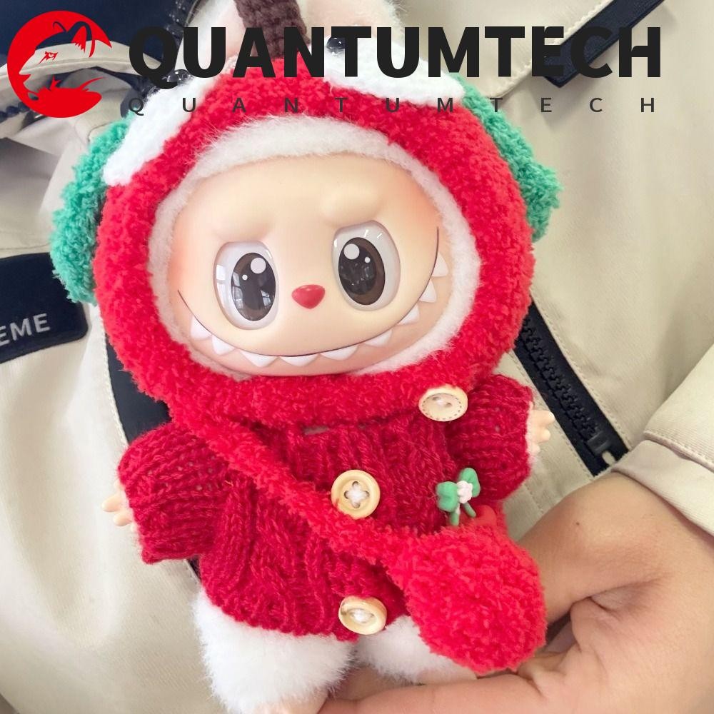 QUANTUMTECH Labubu เสื้อผ้าตุ๊กตาชุด, Pingguo สไตล์ผลไม้นั่ง Labubu Time ผ้า, ชุดคอลเลกชันสีแดง ...