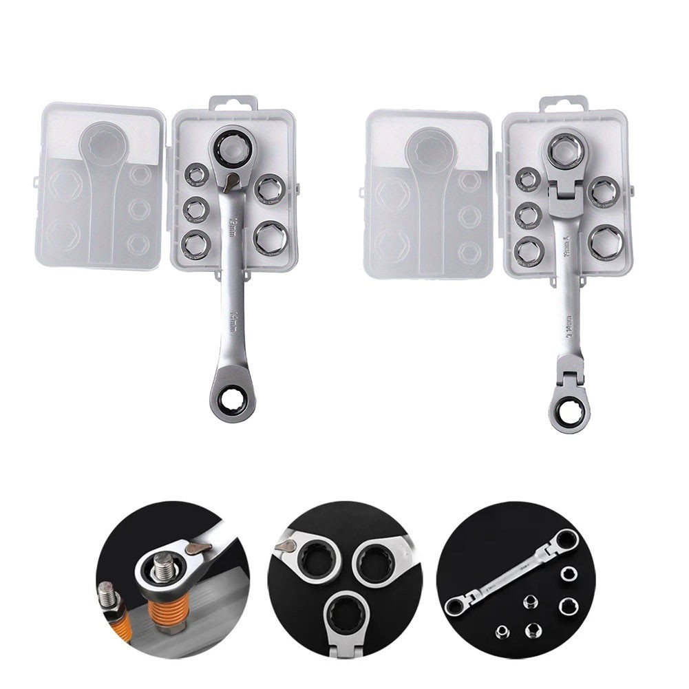 6 in 1 Double Head Ratchet Combine Spanner Set ประแจวงล้อแบบพลิกกลับได้ ...