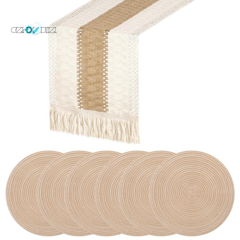 GzhxdiiziTable Runners และ 15 นิ้วรอบ Braided Placemats ชุด Splicing ...