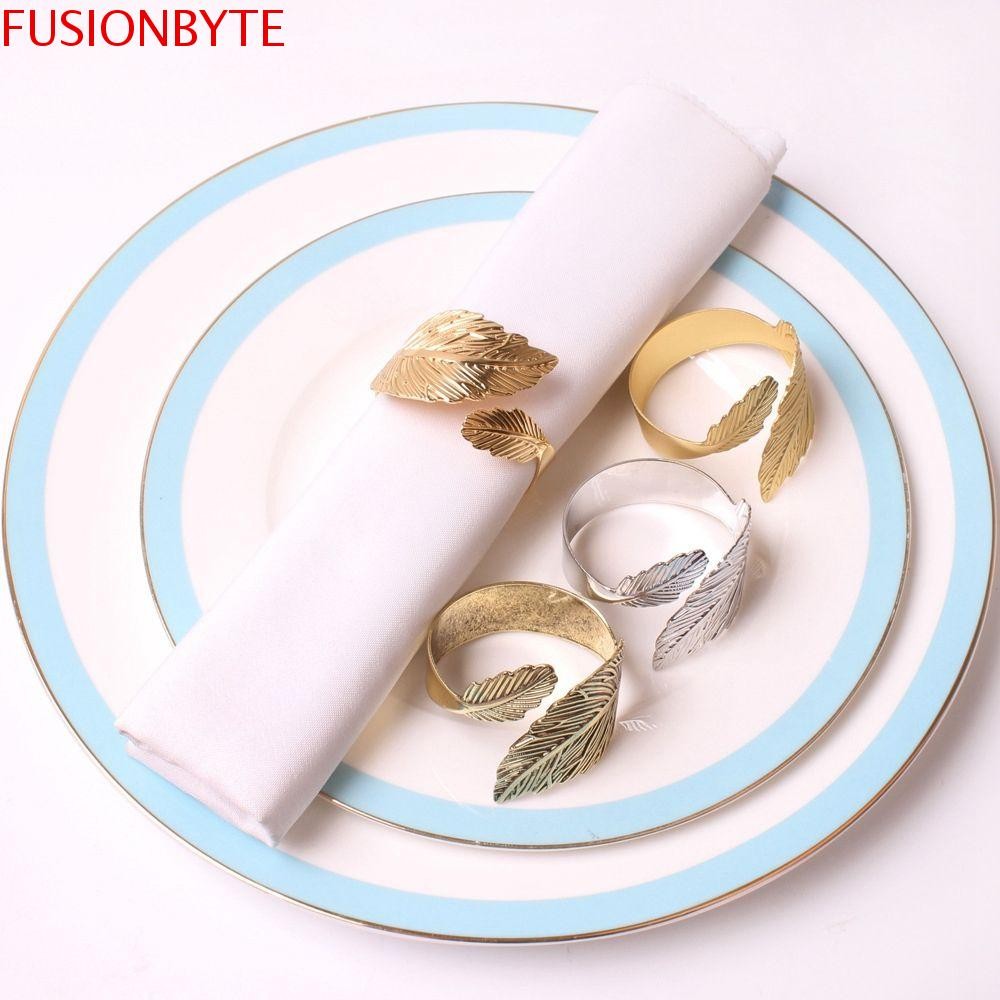 Fusionbyte ผ้าเช็ดปากแหวนสร้างสรรค์ใบ Feather งานแต่งงานจัดเลี้ยงผ้าเช็ดปากผู้ถือตกแต่งตาราง ...