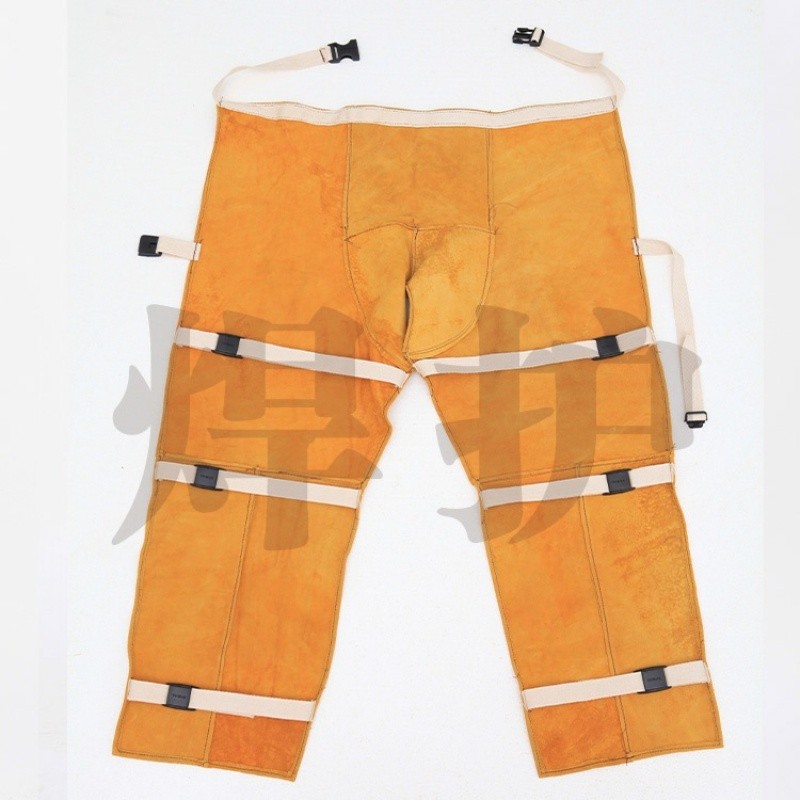 ผ้ากันเปื้อนแยกขาสําหรับงานเชื่อมหนังวัว Spark-Proof การเชื่อมแบบฉนวน ...