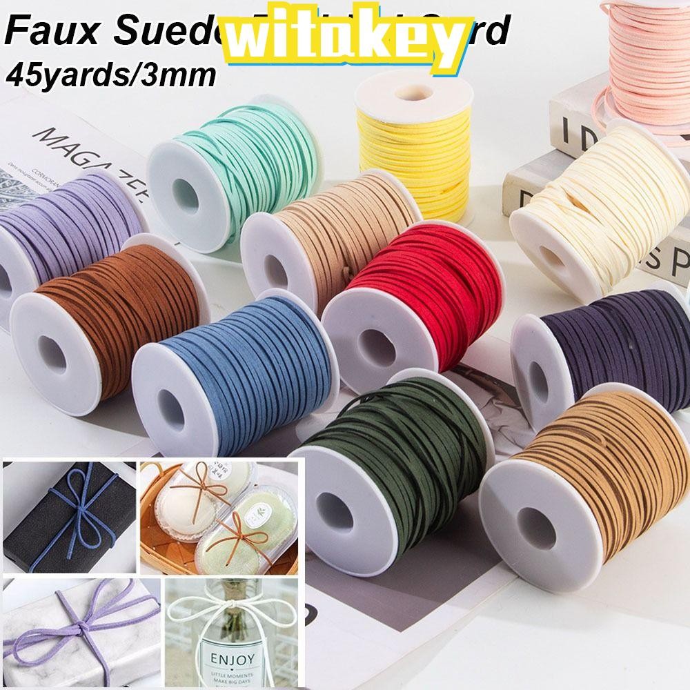Witakey สายถักหนังนิ่ม Faux, เชือกหนังเข็มขัดแบน 50 หลา, หลายสี 3 มม. สายหนังกลับ | Shopee Thailand