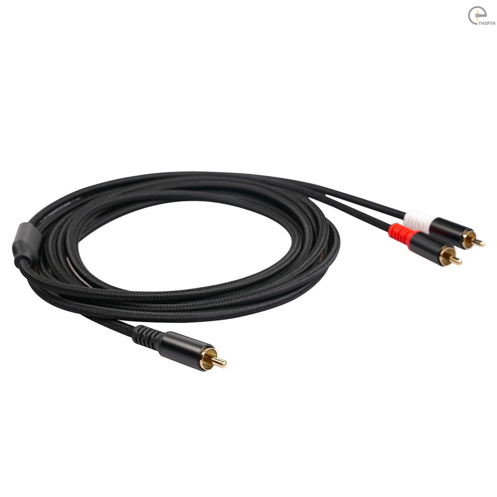 สาย RCA Y 1 RCA ชาย 2 สายสัญญาณเสียงสเตอริโอ RCA Dual Shielded ชุบทอง 6.5Ft เครื่องขยายเสียง TV ...
