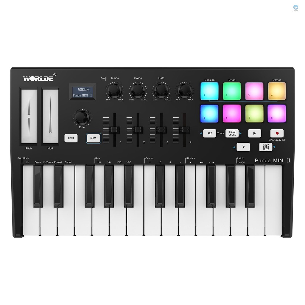 Worlde Panda MINI II แบบพกพา 25 คีย์ USB MIDI คีย์บอร์ดคอนโทรลเลอร์ 8 ...