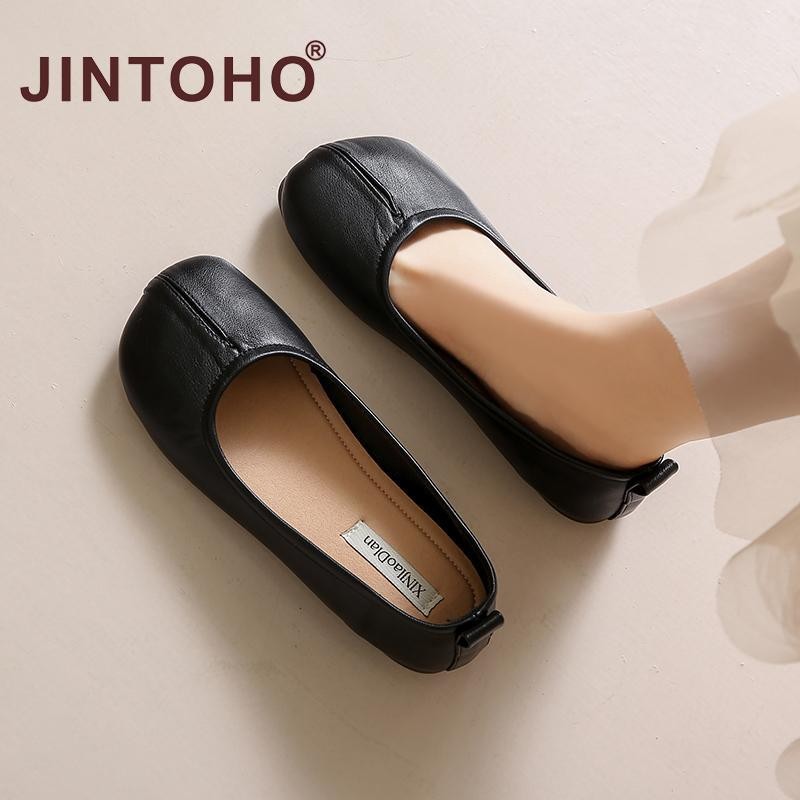 Jintoho 2024 สตรีรองเท้าไม่มีส้นรองเท้ารอบ Toe ฤดูใบไม้ร่วงหญิงรองเท้า ...