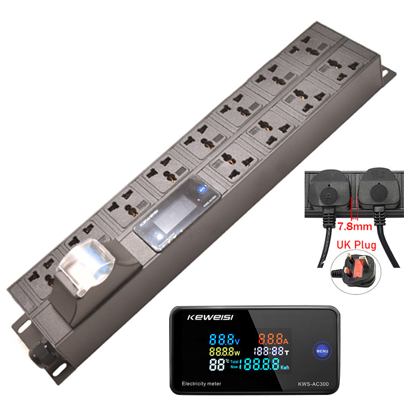 2u PDU Power strip โวลต์มิเตอร์แอมป์มิเตอร์ Power Energy Meter 12 วิธี Extenison Socket 16A ...